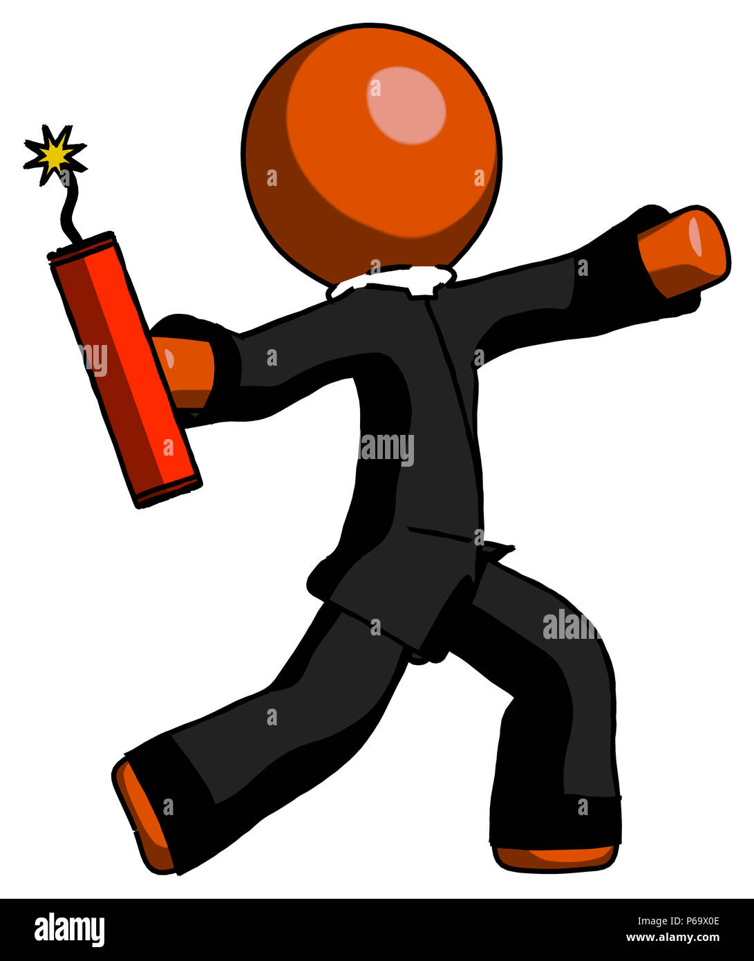 Orange clergy man throwing dynamite Stock Photo - Alamy