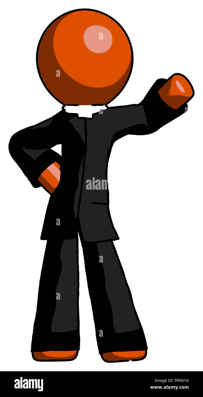 Orange clergy man waving left arm with hand on hip Stock Photo - Alamy