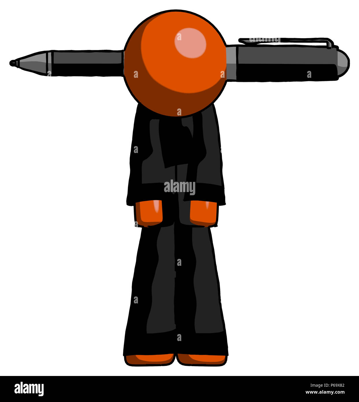 Orange clergy man head impaled with pen Stock Photo - Alamy