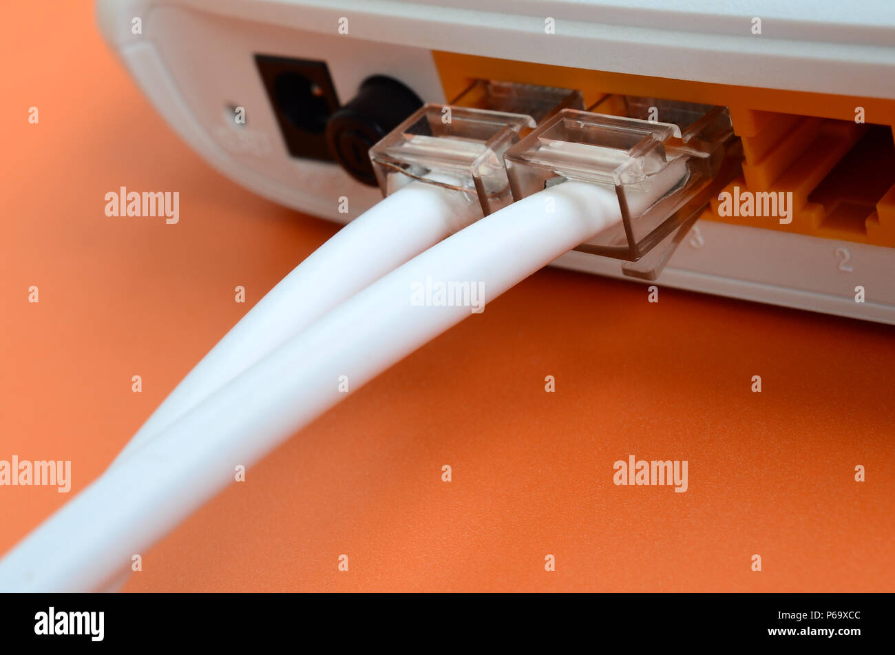 The Internet cable plugs are connected to the Internet router, which ...