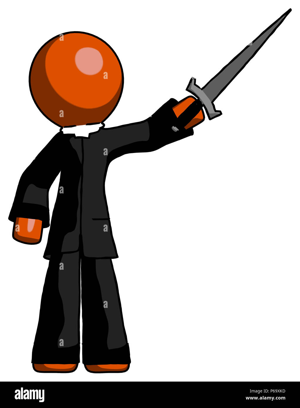 Orange clergy man holding sword in the air victoriously Stock Photo - Alamy