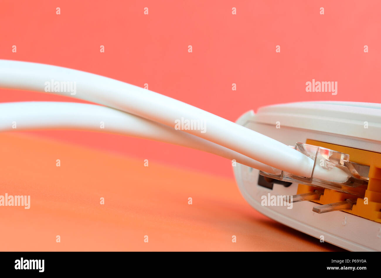 The Internet cable plugs are connected to the Internet router, which ...