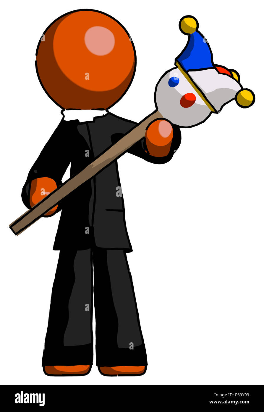 Orange clergy man holding jester diagonally Stock Photo - Alamy