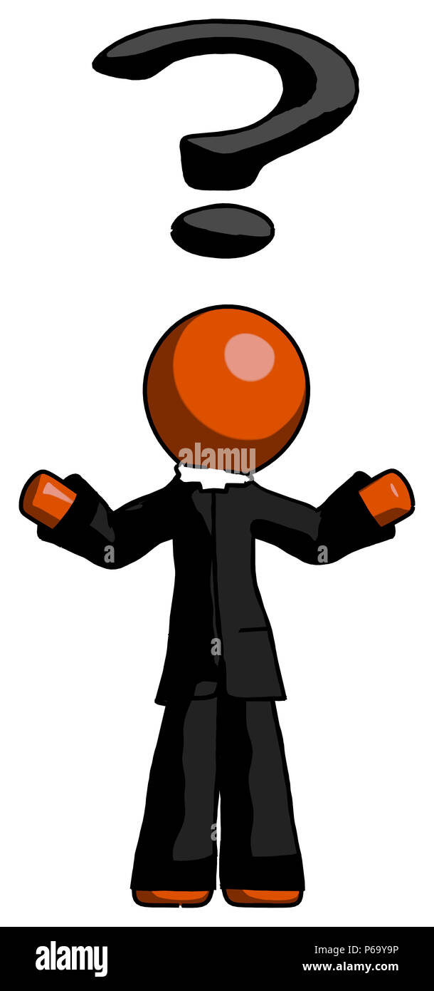 Orange clergy man with question mark above head, confused Stock Photo ...