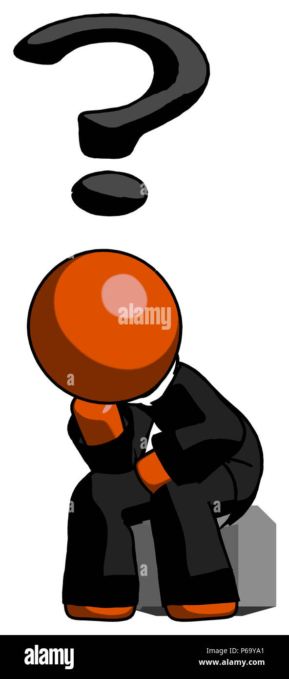 Orange clergy man thinker question mark concept Stock Photo - Alamy