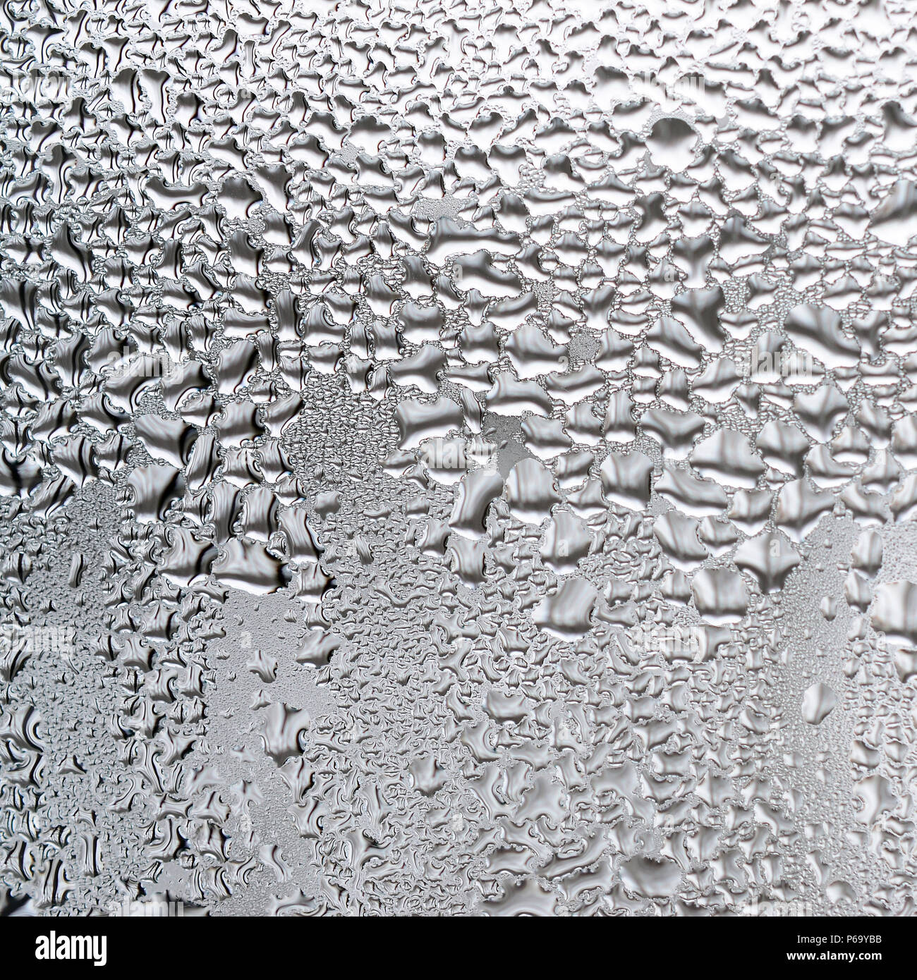 Texture of a drop of rain on a glass wet transparent background. Toned ...