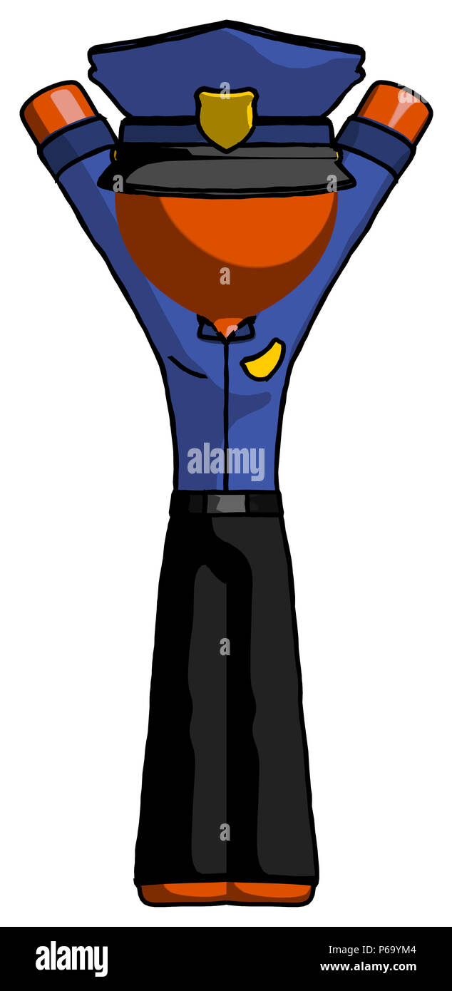 Orange police man hands up Stock Photo - Alamy