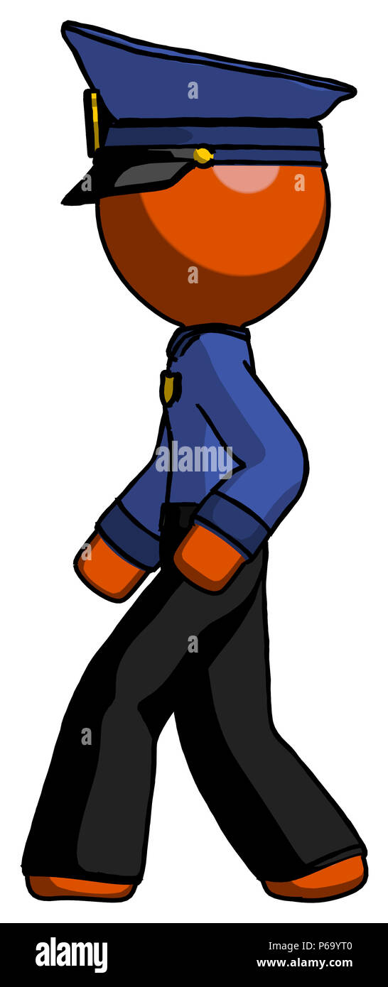 Orange police man walking left side view Stock Photo - Alamy