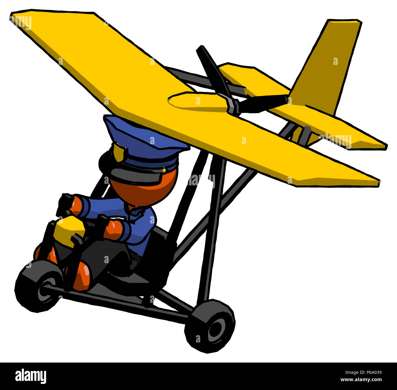 Orange police man in ultralight aircraft top side view Stock Photo - Alamy