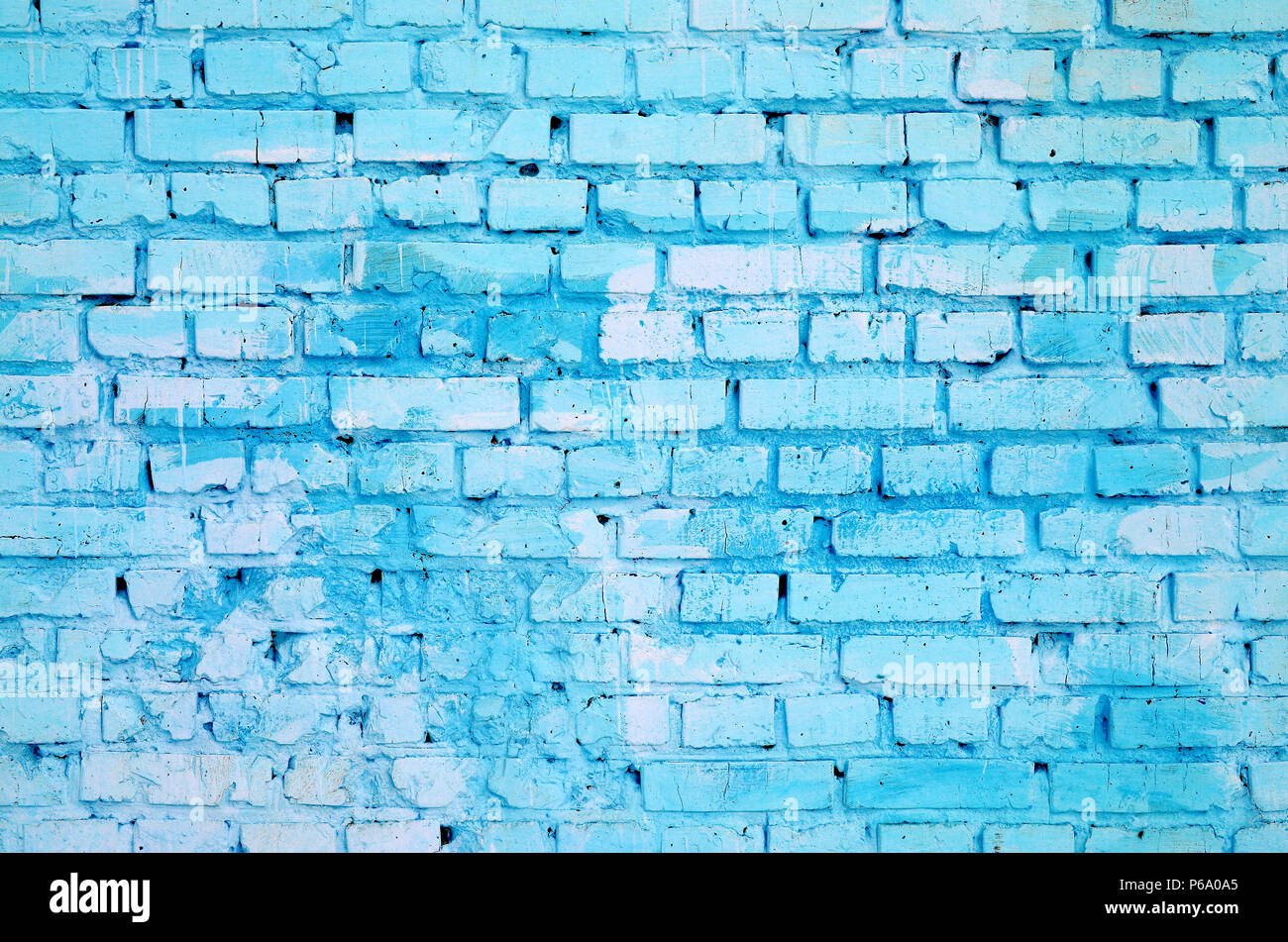 Square brick block wall background and texture. Painted in blue Stock ...