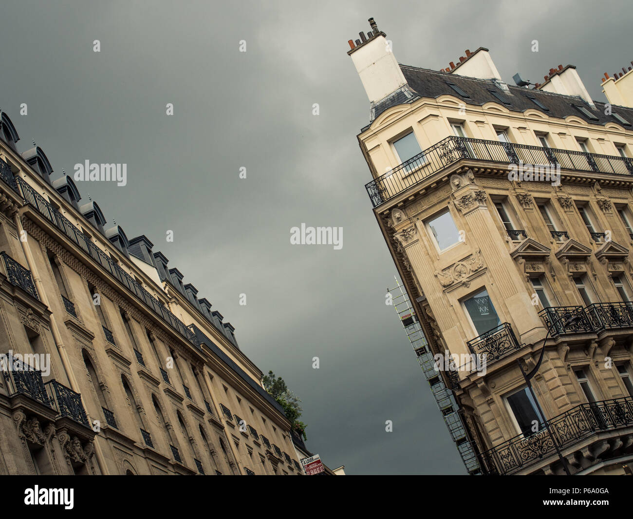 Typical parisian Haussmann-style apartment building in the city center ...