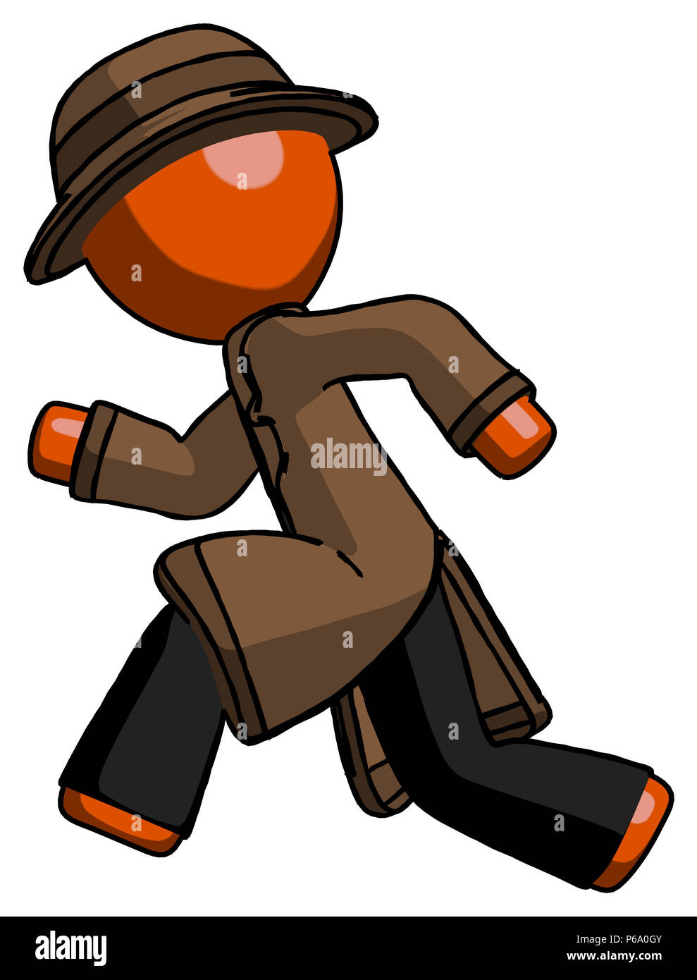 Orange detective man running fast left Stock Photo - Alamy