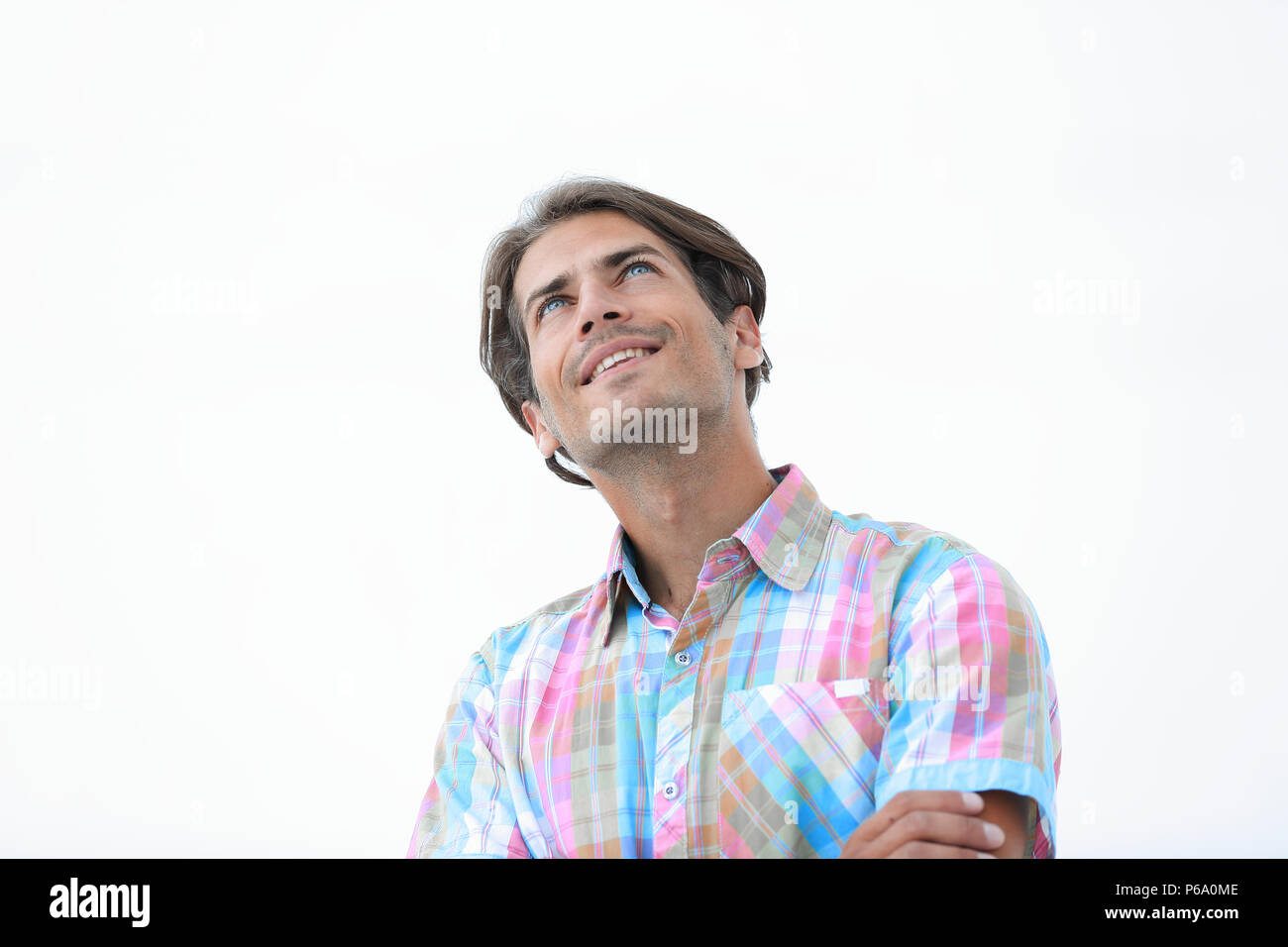 closeup. the modern man looks up Stock Photo - Alamy