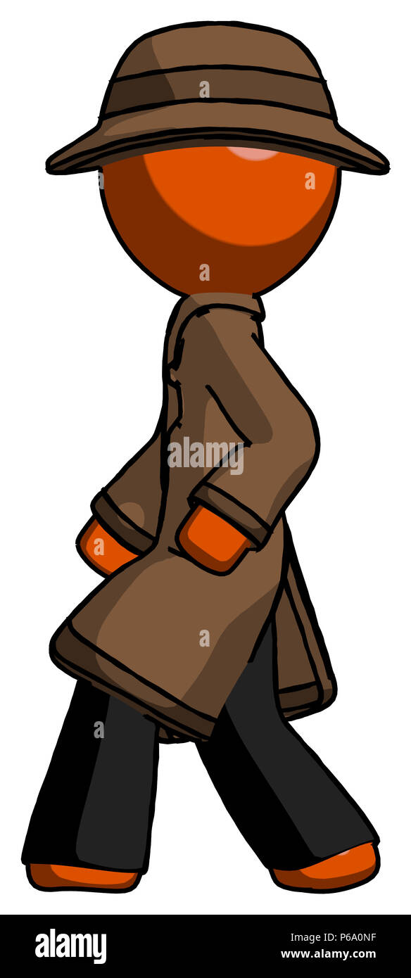 Orange detective man walking left side view Stock Photo - Alamy