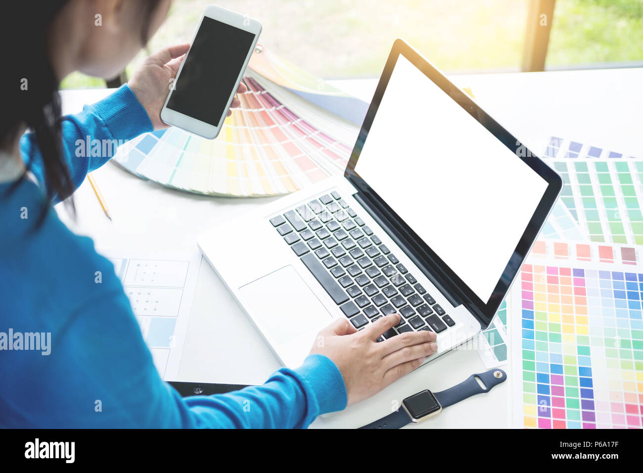 interior design or graphic designer renovation and technology concept ...