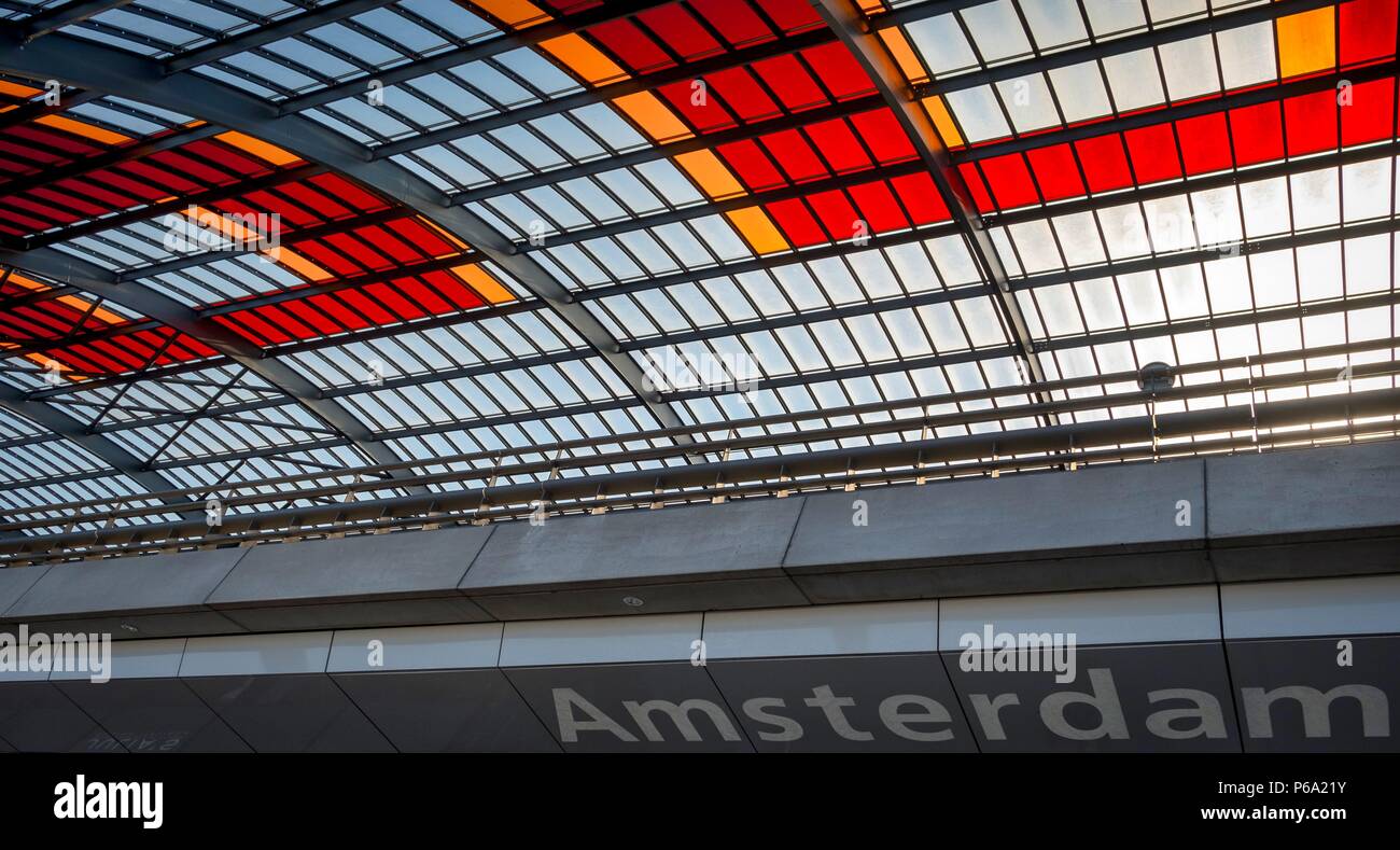 Glass roof of Amsterdam Central Station in the netherlands Stock Photo ...