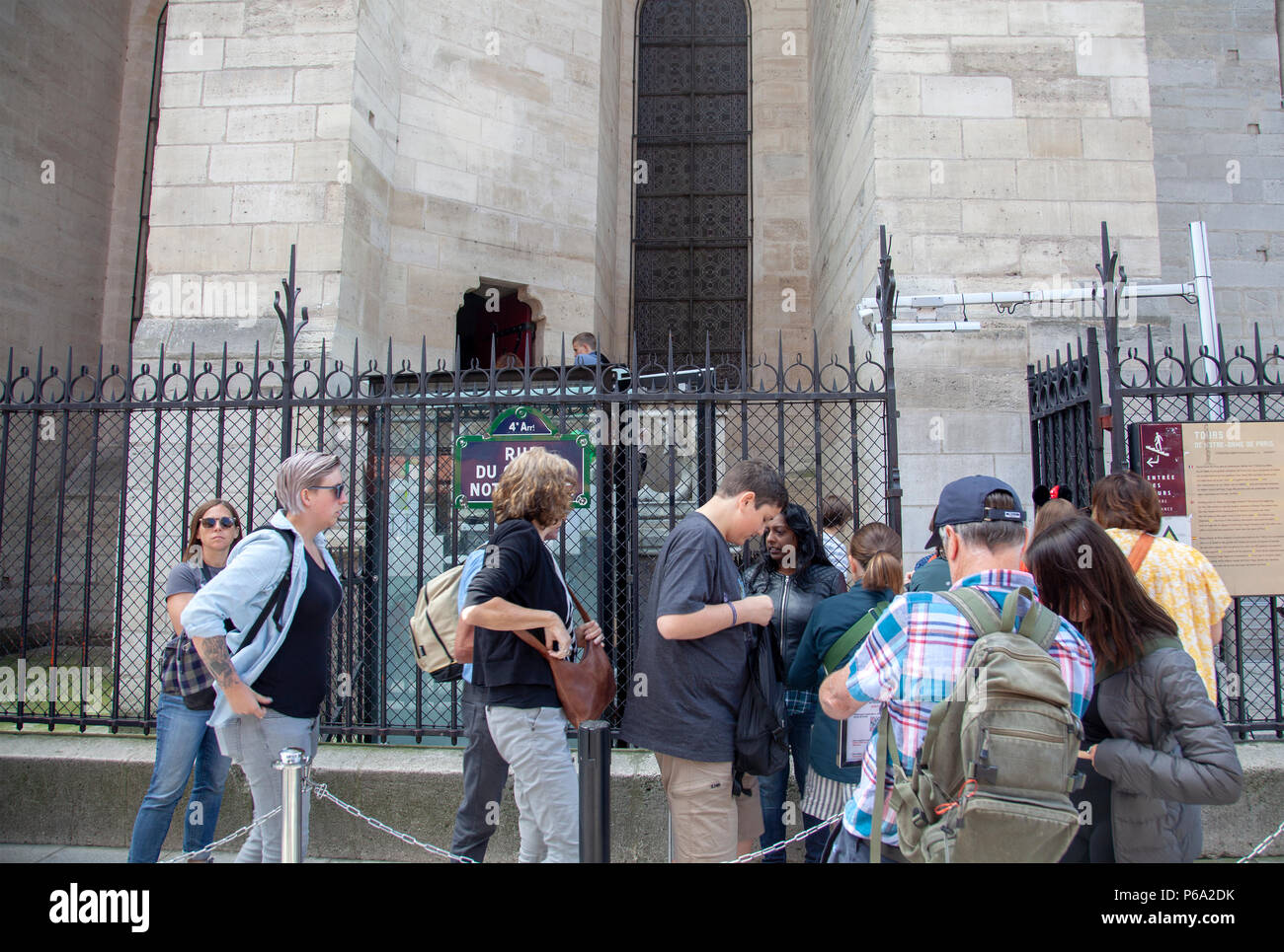 Guided Tour Gate on Side of Notredame in Paris, France Stock Photo - Alamy