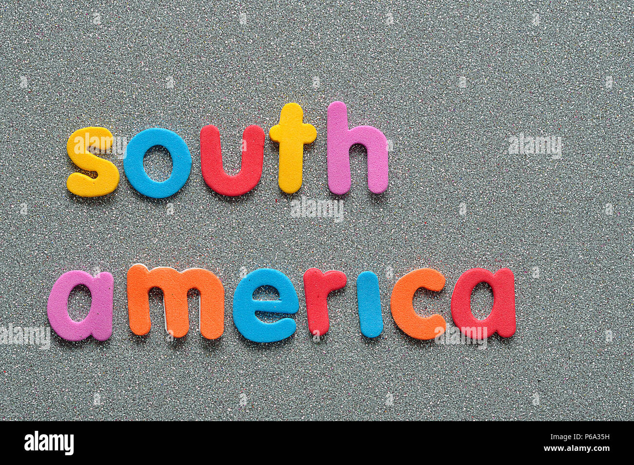 The words South America in colorful letters Stock Photo - Alamy