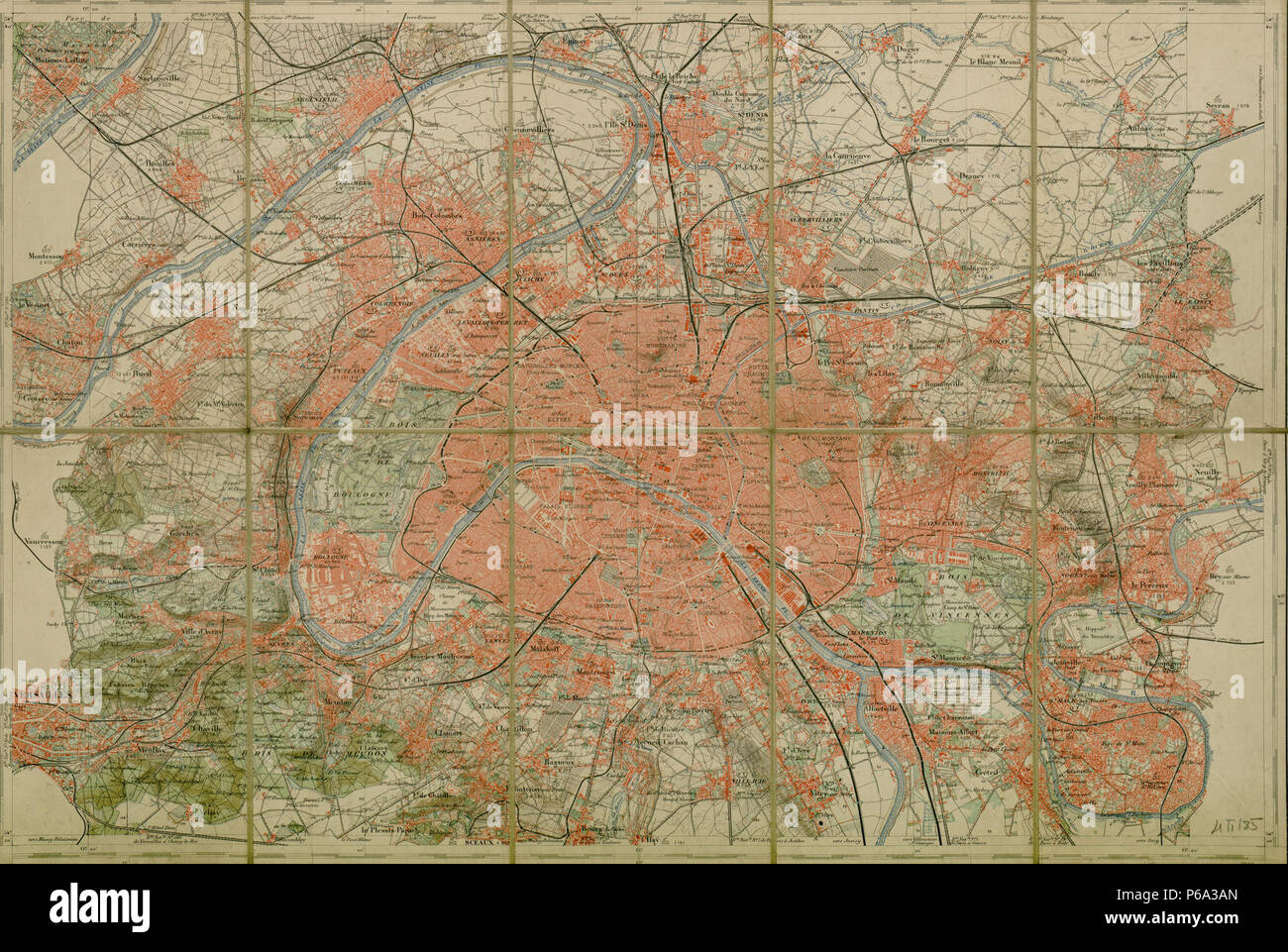 1890 – Carte des Environs de Paris Stock Photo - Alamy