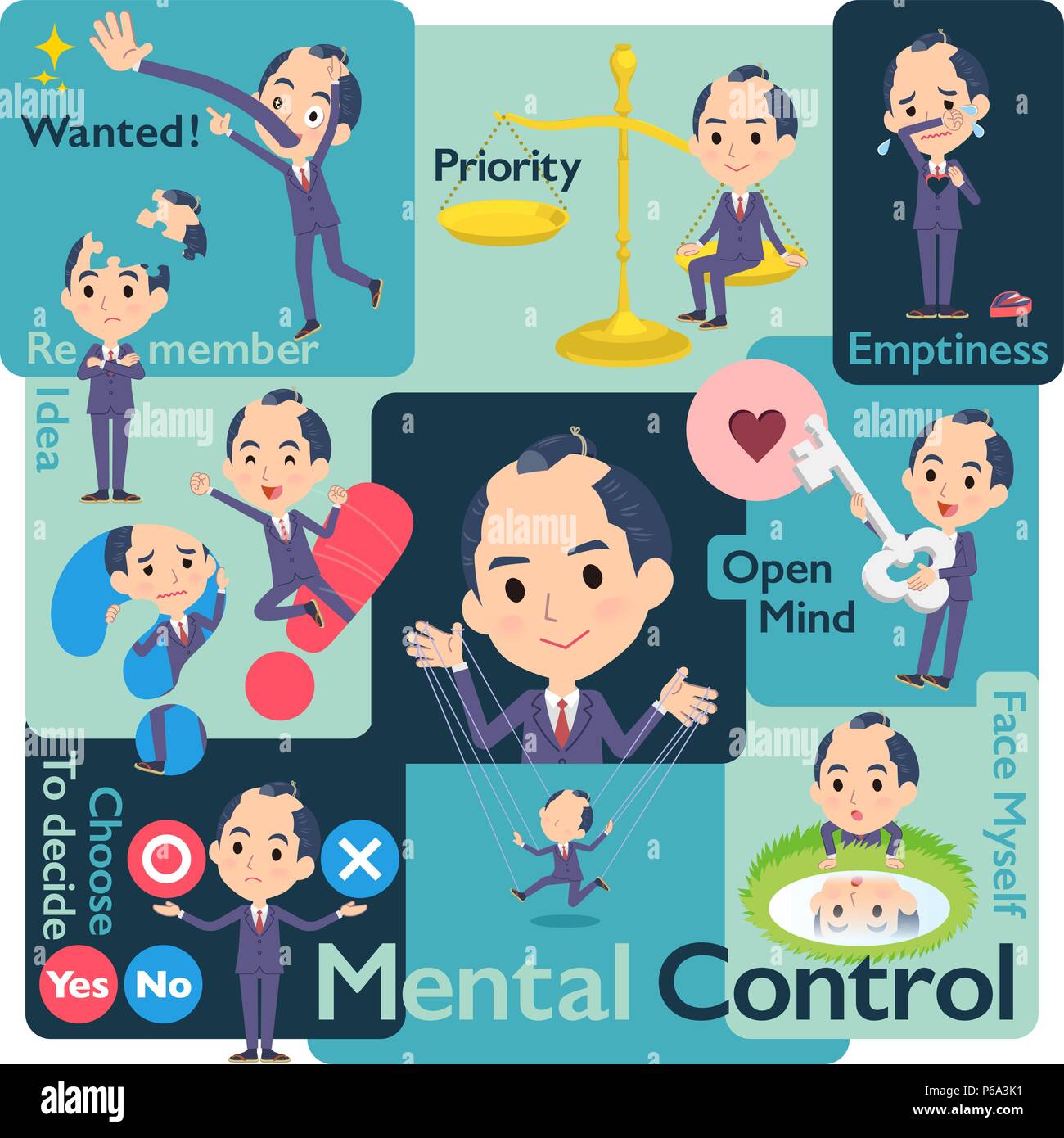A set of businessman who control emotions.A variety of image ...