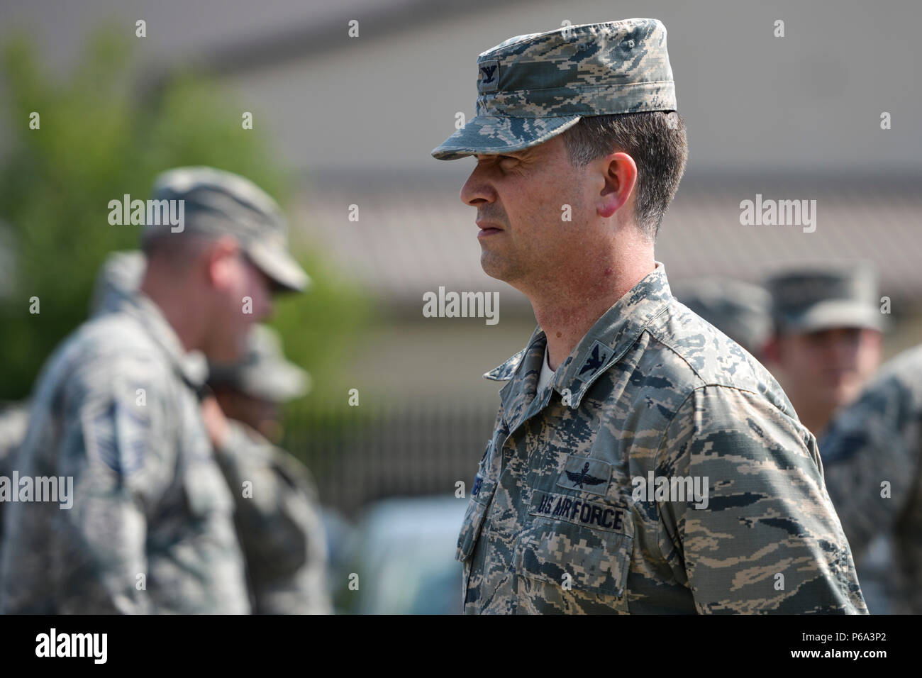 Col. Neal Bruegger, 89th Airlift Support Group commander, waits for the ...