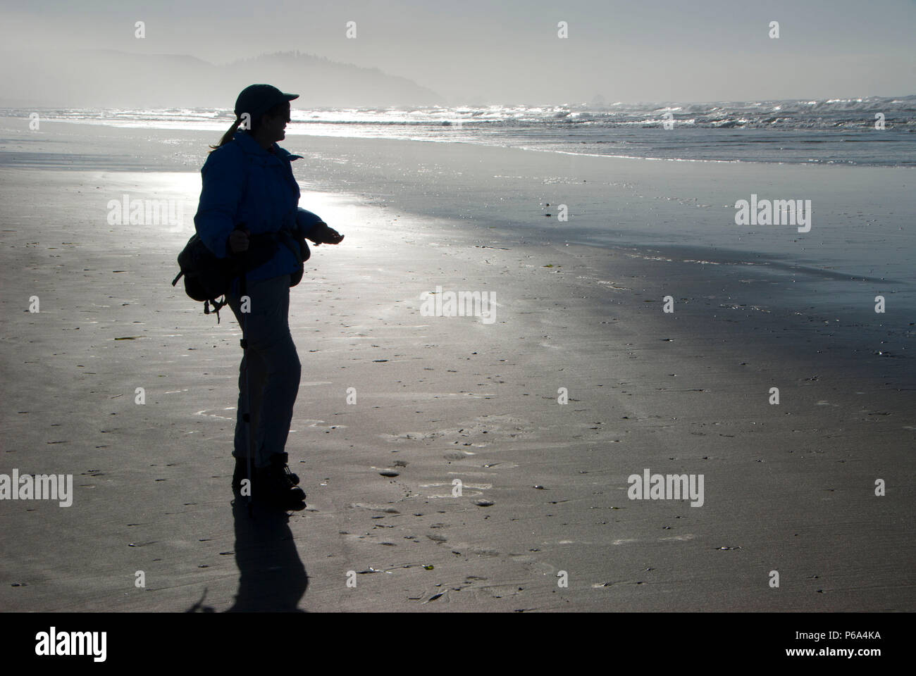 Bayocean Peninsula beach silhouette, Bayocean Peninsula, Oregon Stock ...