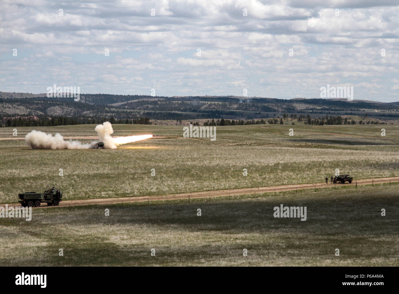 A High Mobility Artillery Rocket System (HIMARS) from 5th Battalion ...