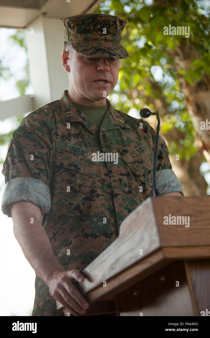 U.S. Navy Capt. Daniel Owens, chaplain of Marine Wing Headquarters ...