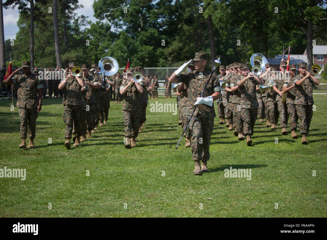 The 2nd Marine Aircraft Wing band, conducts “pass and review” during ...