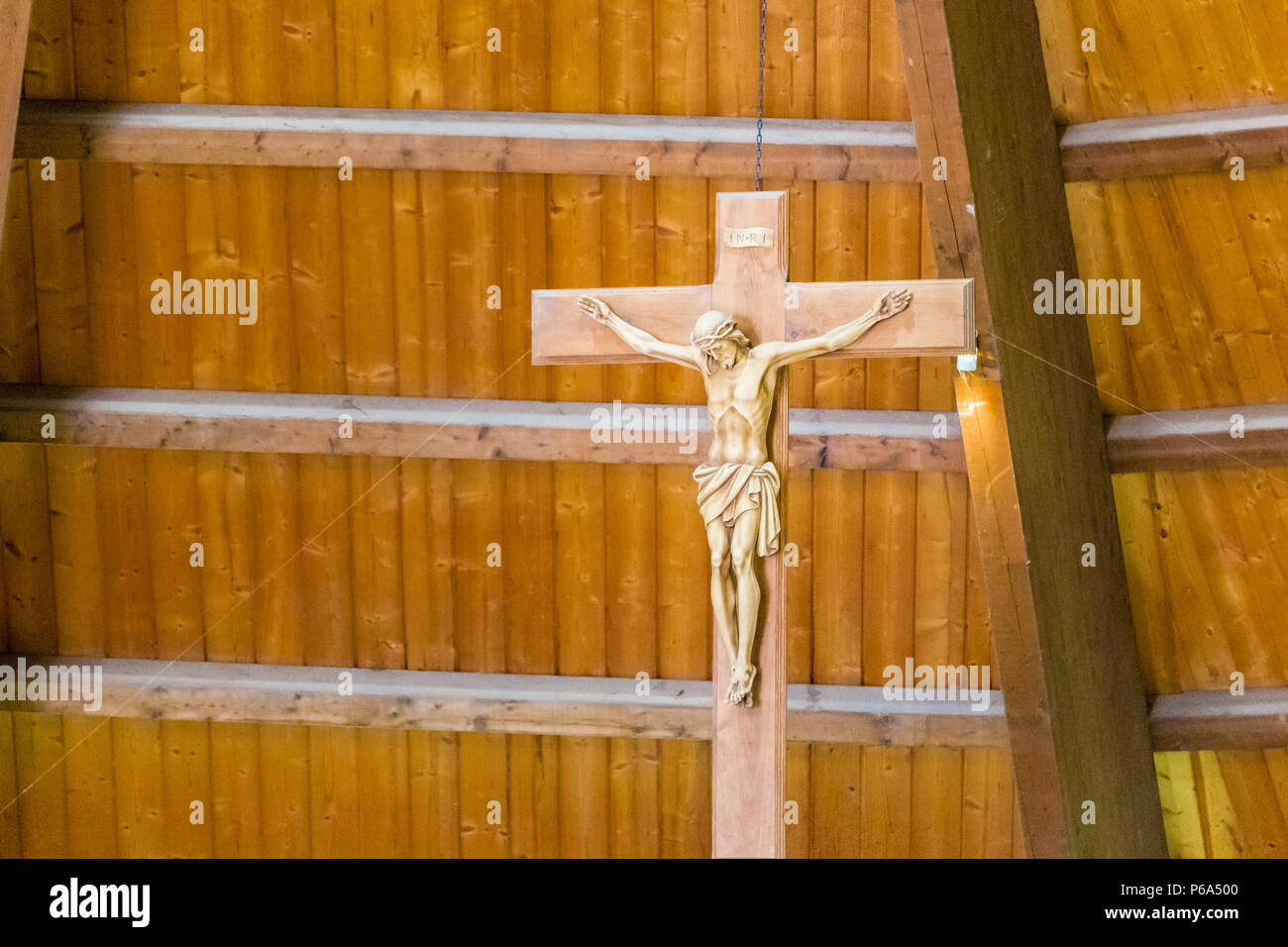 hanging wood statue of the Crucifixion of Jesus Christ Stock Photo - Alamy