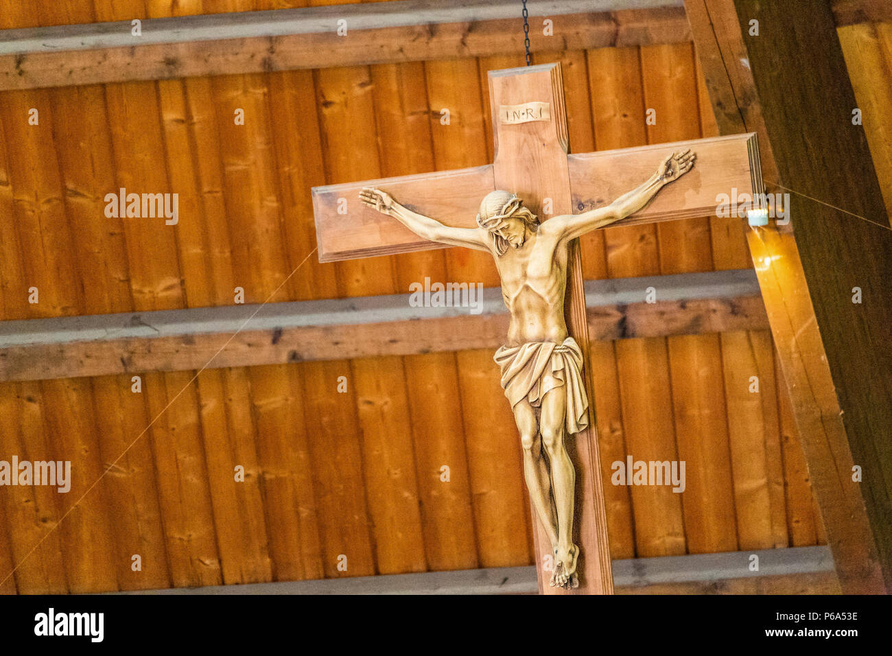 hanging wood statue of the Crucifixion of Jesus Christ Stock Photo - Alamy