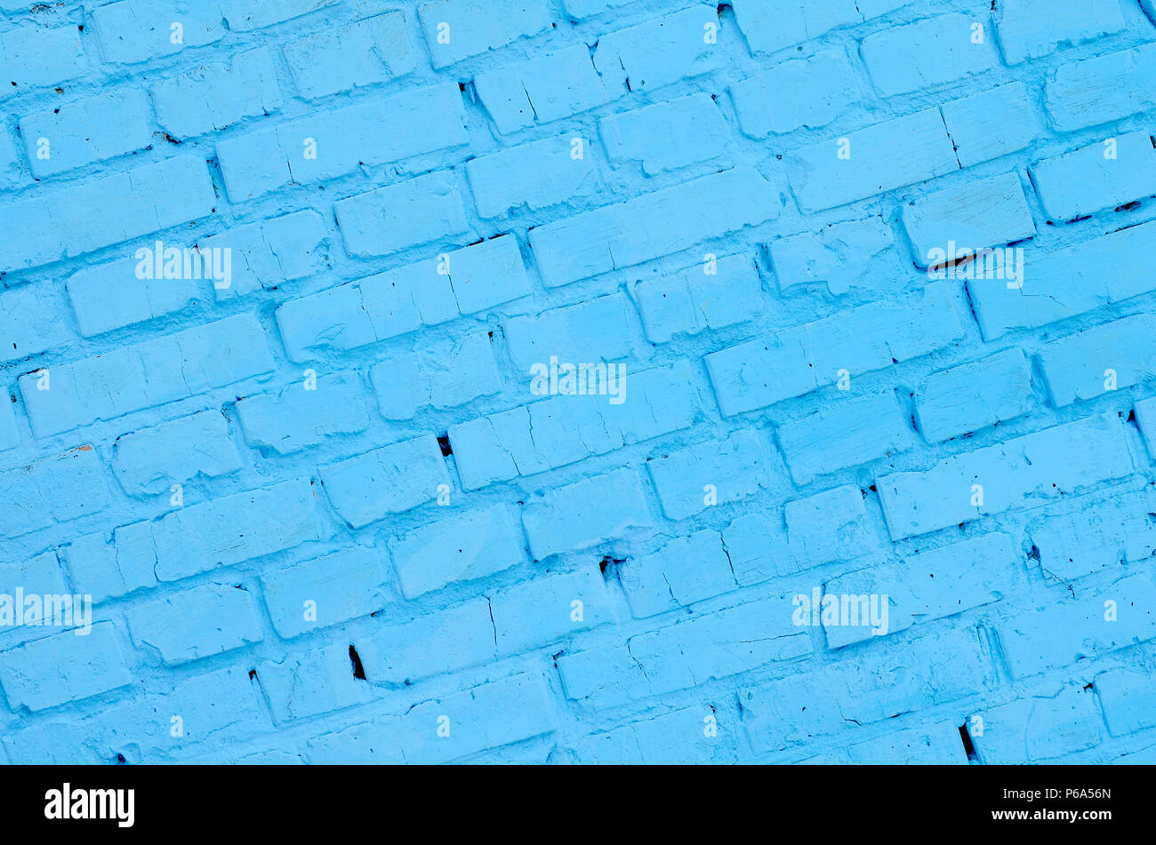 Square brick block wall background and texture. Painted in blue Stock ...