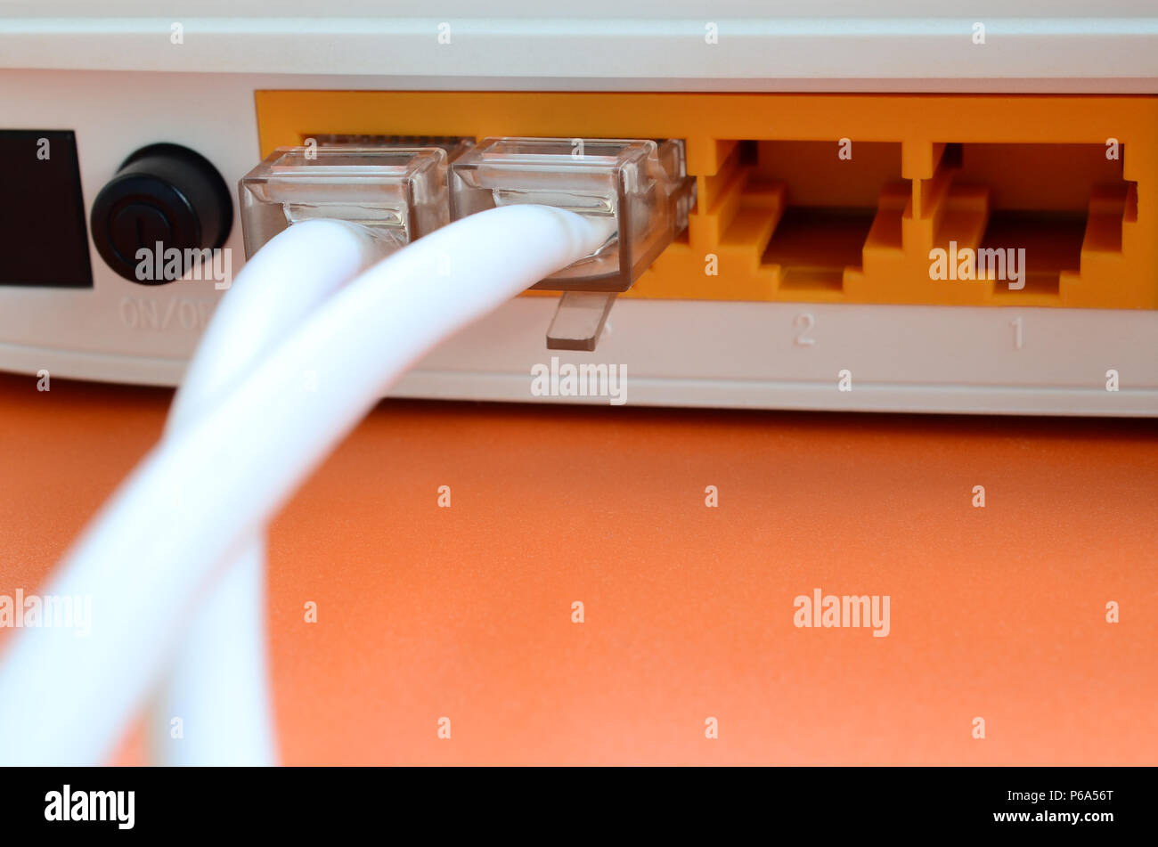 The Internet cable plugs are connected to the Internet router, which ...