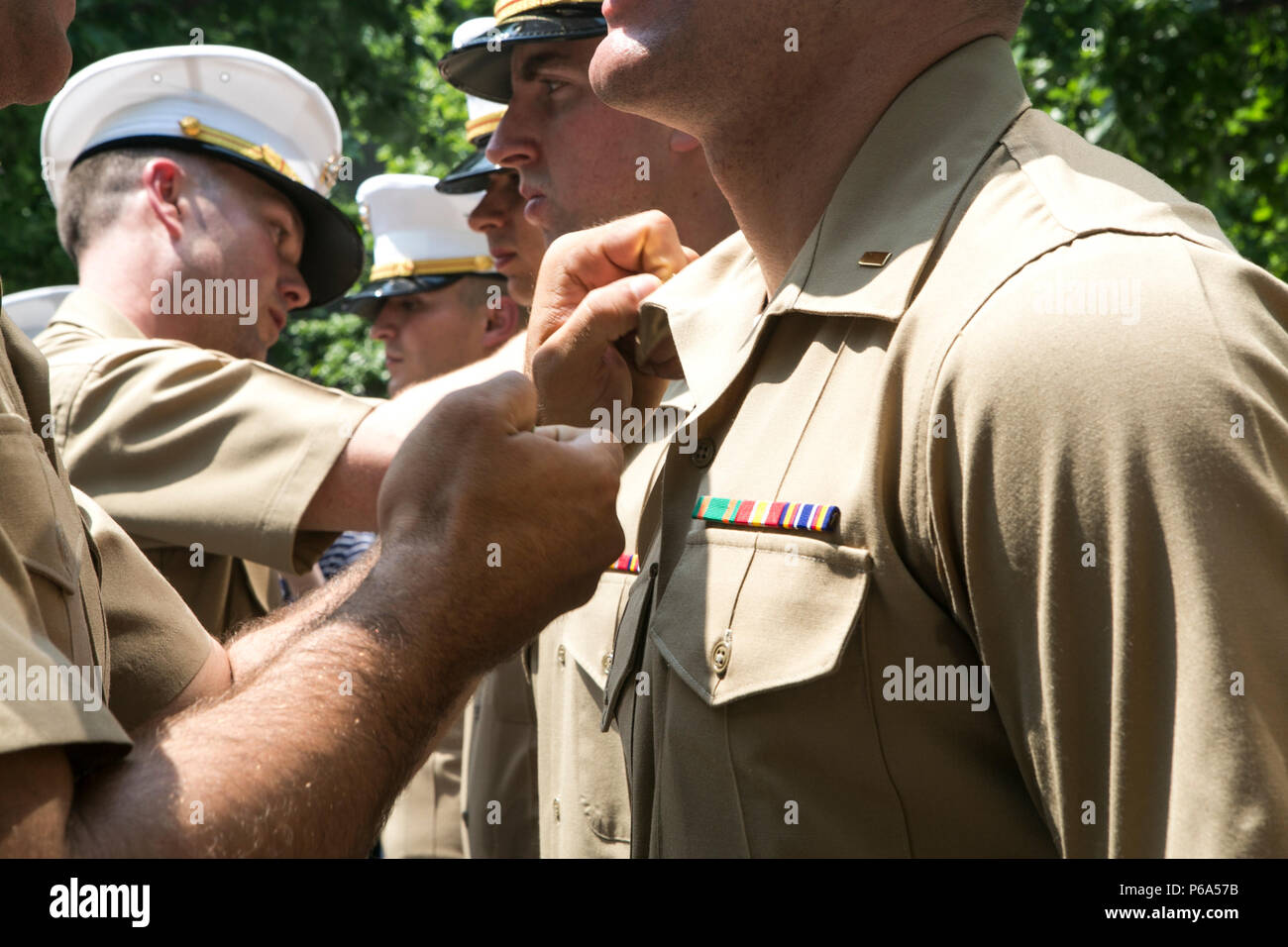 U.S. Marine second lieutenants are promoted to first lieutenant during ...