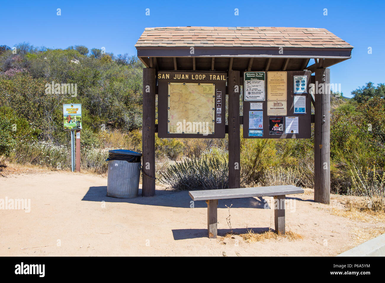 San Juan loop trailhead sign and notice board providing infomation in ...