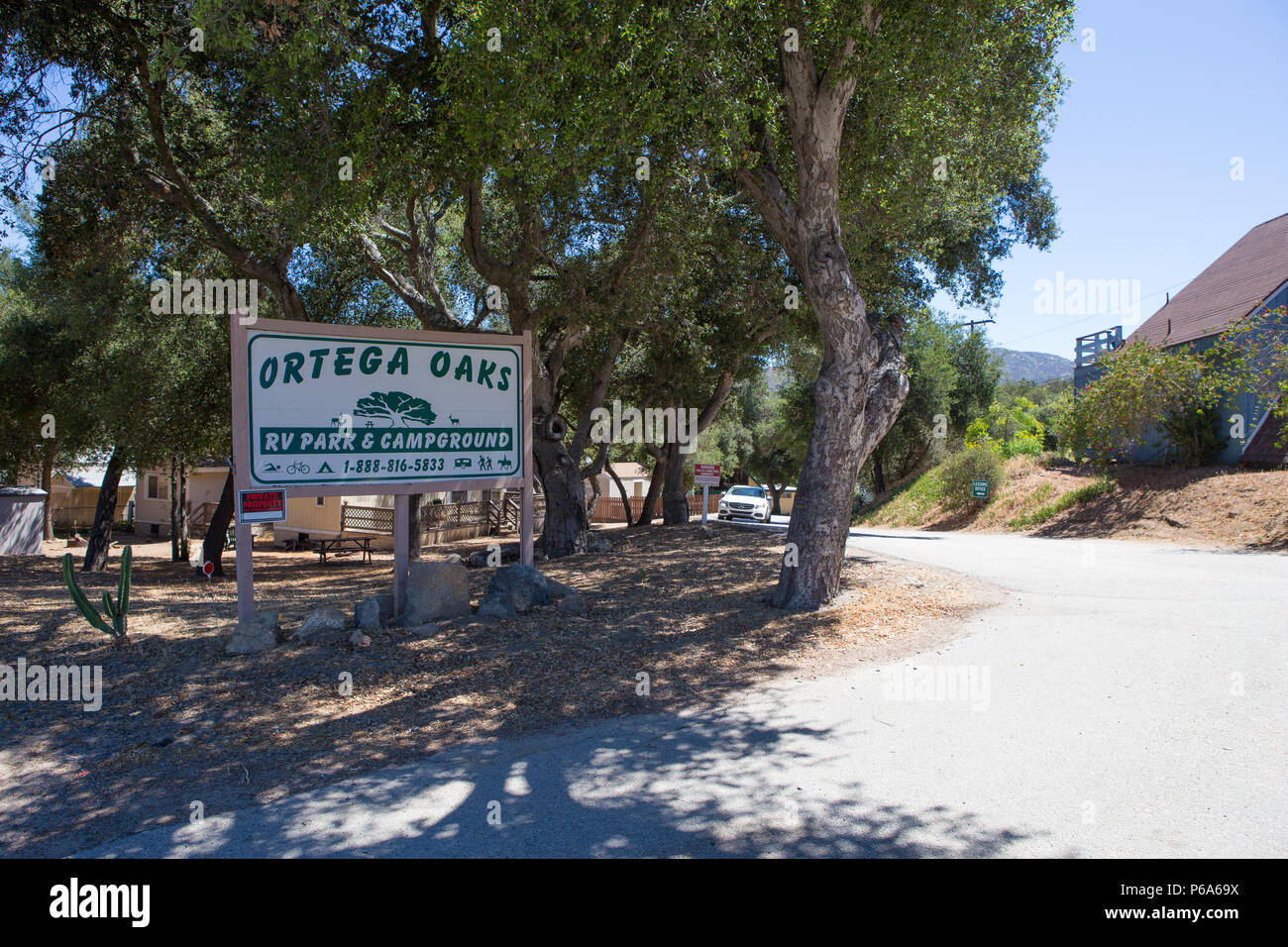 Ortega Oaks RV Park and Campground entrance sign on the Ortega Highway ...