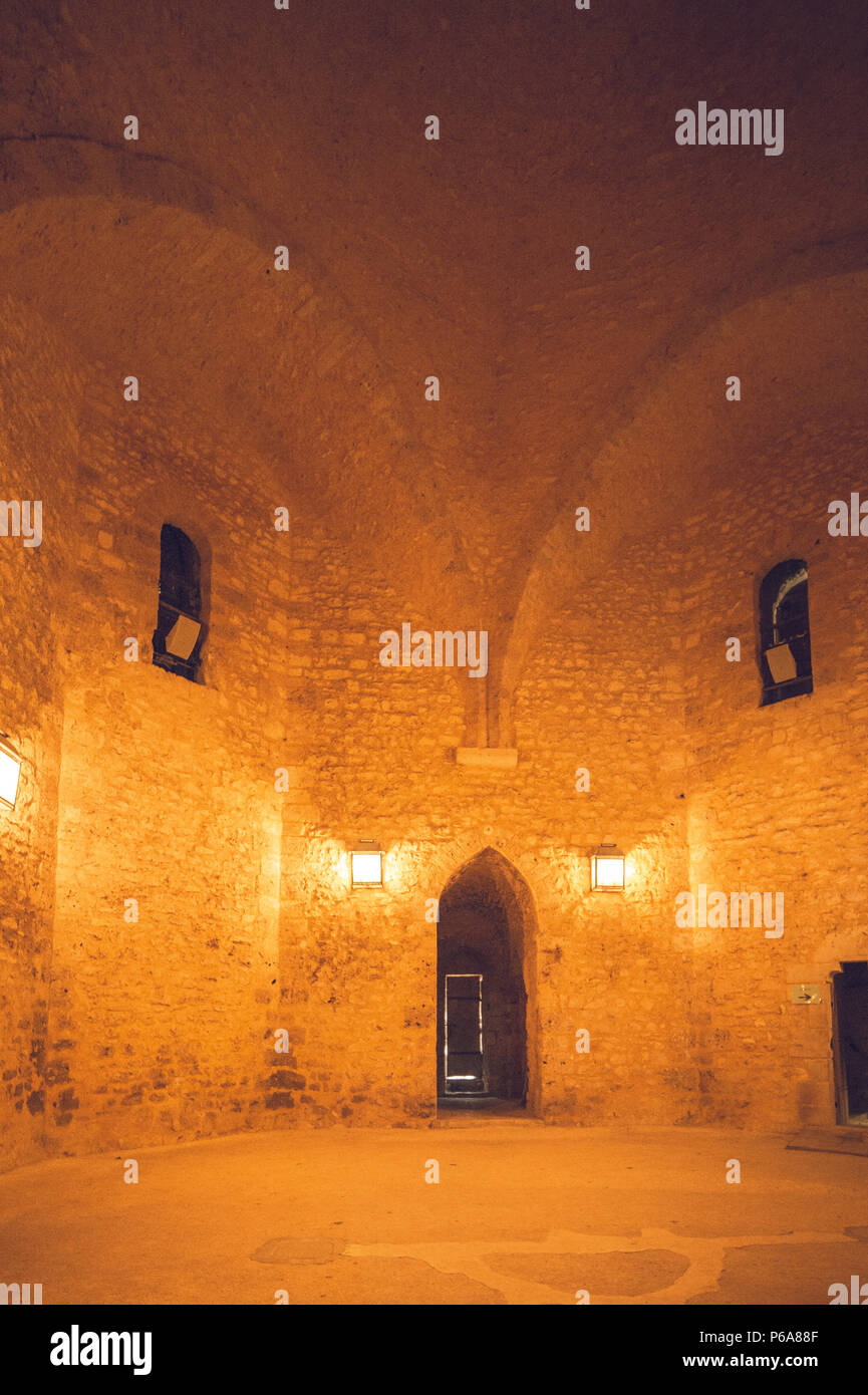 The guard room in Caesar Tower, also known as La Tour Cesar, is a 12th ...