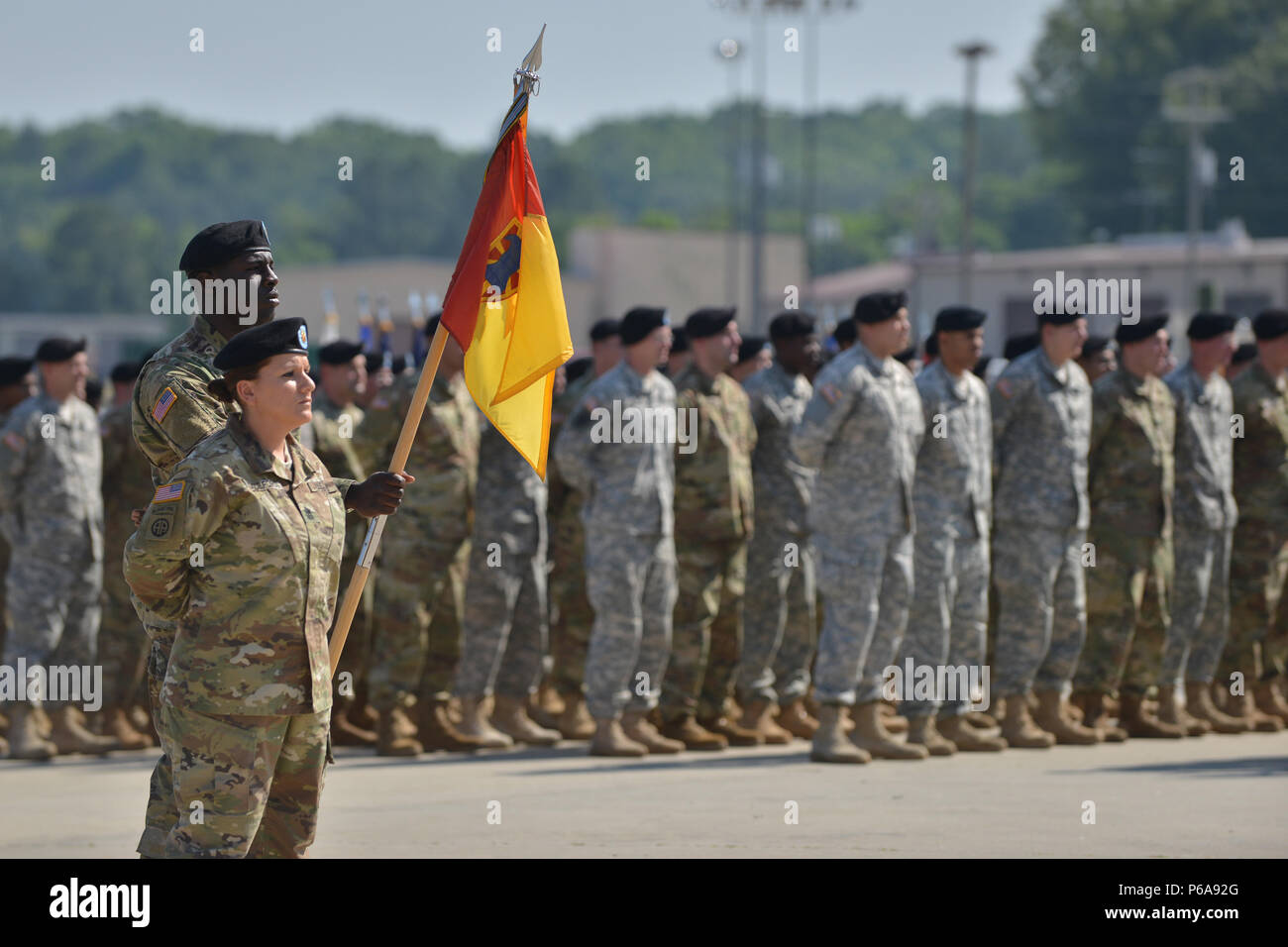Members of the 7th Transportation Brigade (Expeditionary) stand in ...