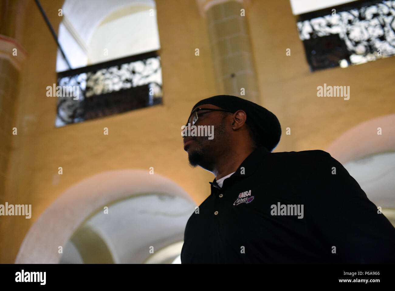 Former NBA player Sam Perkins visits an almost 1,000-year-old church in ...