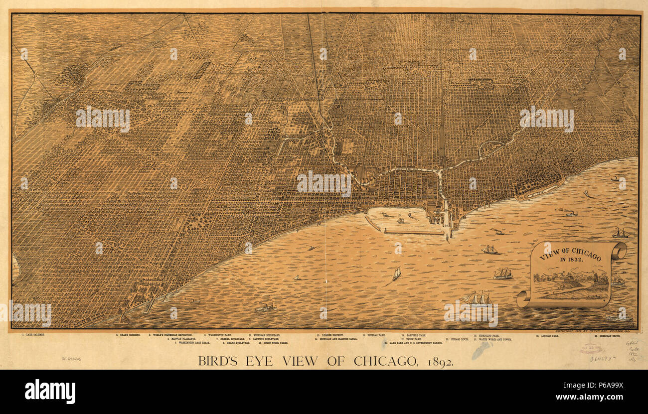1892 Chicago Map Stock Photo - Alamy