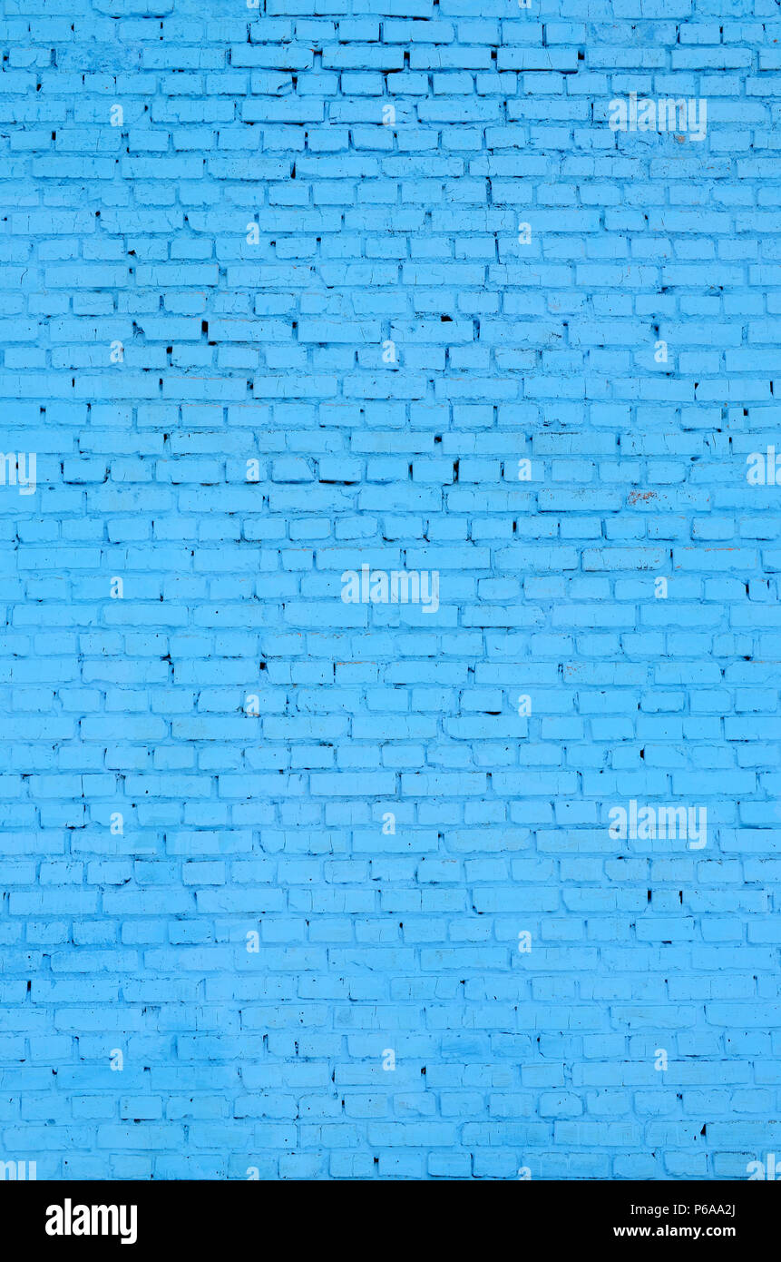 Square brick block wall background and texture. Painted in blue Stock ...