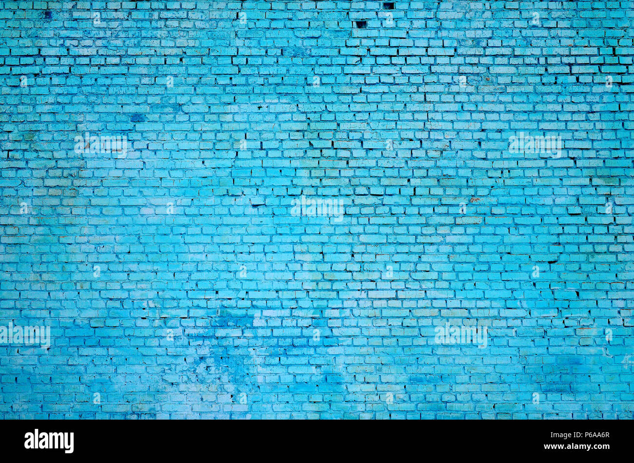 Square brick block wall background and texture. Painted in blue Stock ...