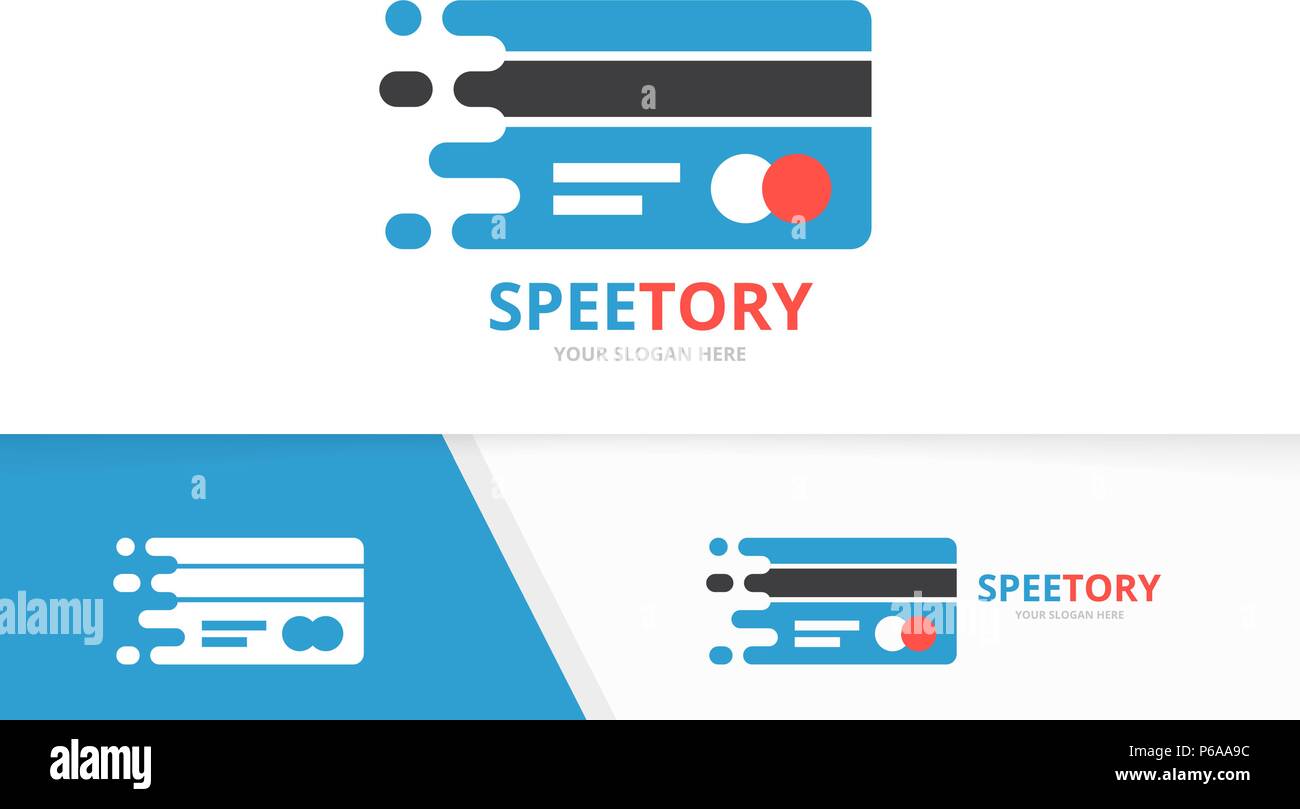 Vector fast credit card logo combination. Speed gift symbol or icon ...