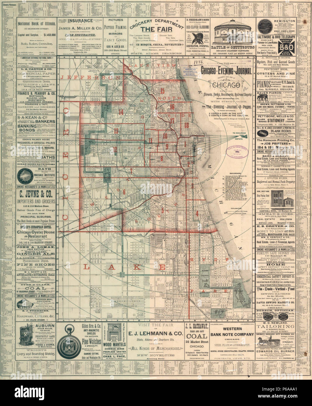 Map of chicago 1893 hi-res stock photography and images - Alamy