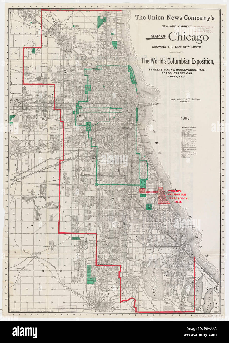Map of chicago 1893 hi-res stock photography and images - Alamy