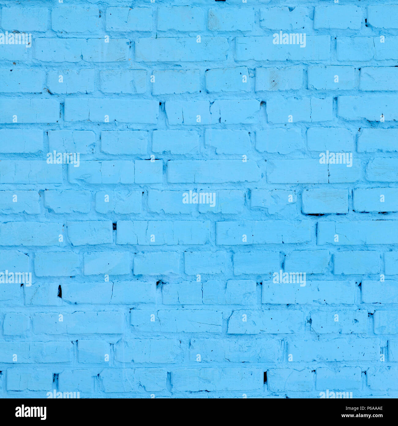 Square brick block wall background and texture. Painted in blue Stock ...