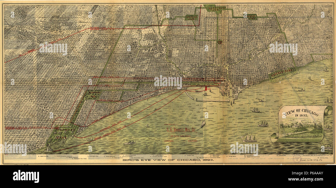 1893 Chicago Map Stock Photo - Alamy
