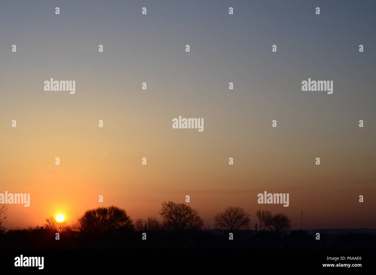 Dawn in the village. Sunrise in the suburban landscape Stock Photo - Alamy
