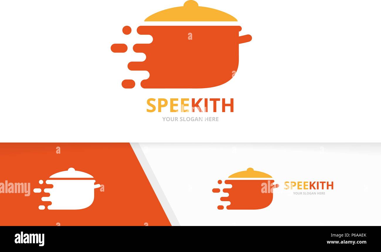 Vector fast pot logo combination. Speed kitchen symbol or icon. Unique ...