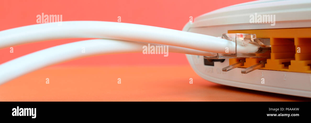 The Internet cable plugs are connected to the Internet router, which ...